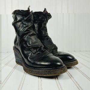 A.S.98 | Shoes | As98 Airstep Black Leather Slip On Side Zip Slouch Wedge Heel Ankle Boots H935 ...